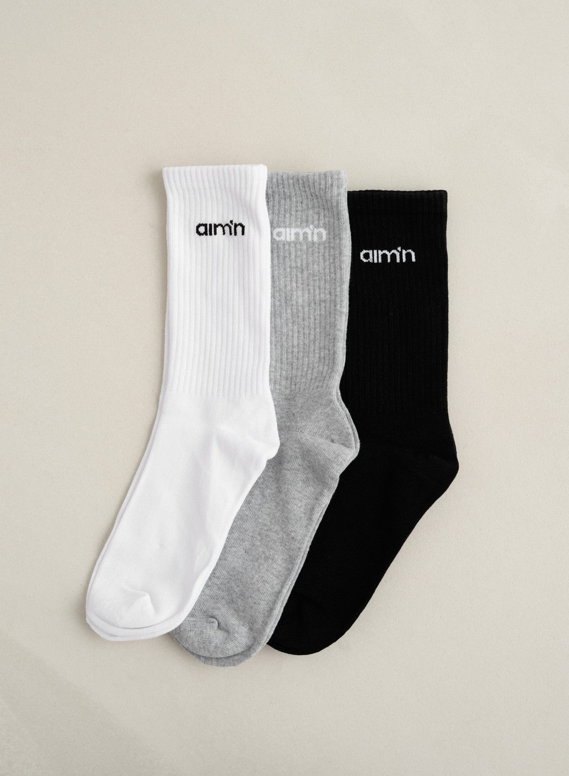 Grey Melange Aim'n Logo Socks 3-pack – AIM'N